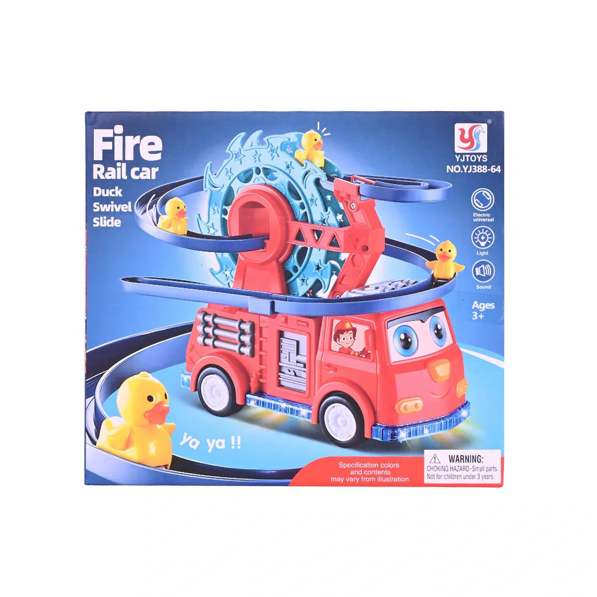 Fire Rail Car Duck With Swivel Slide Toy With Music Lights Electric Ca ...