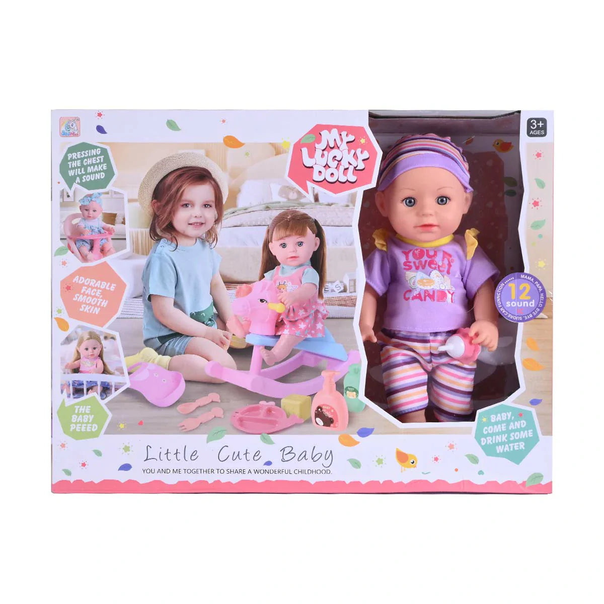 My Lucky Doll Little Cute Baby - Interactive Baby Doll with Sounds and ...