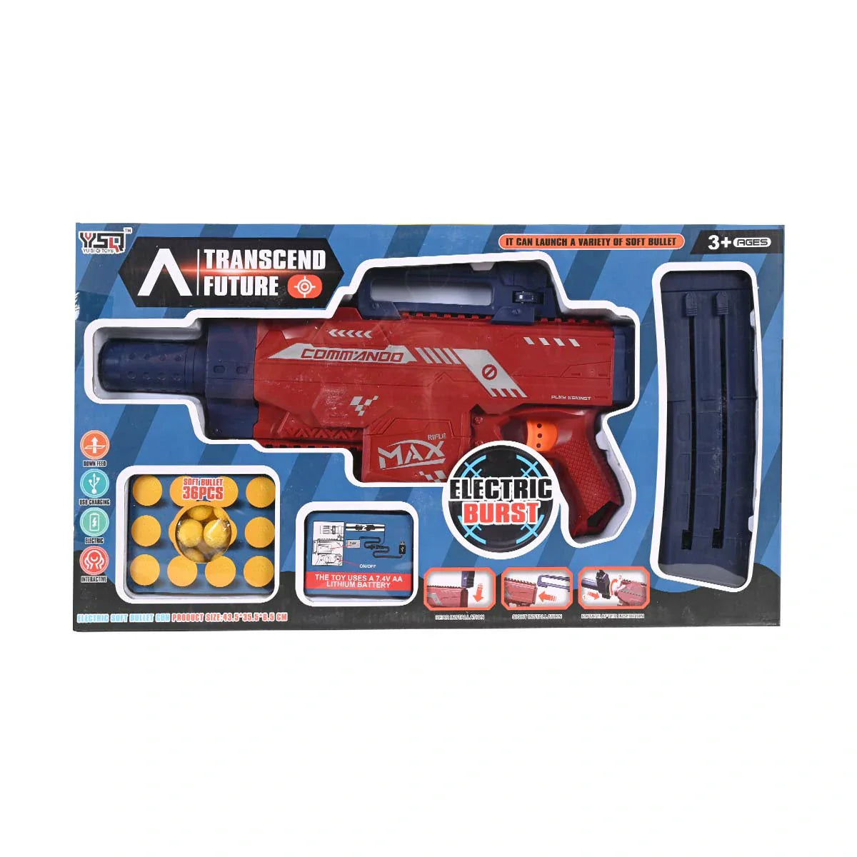 Electric Burst Commando Toy Gun Soft Bullet Blaster – Raja Sahib Kids