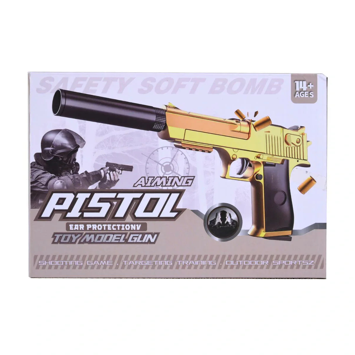 Gold Desert Eagle Style Soft Bomb Toy Pistol for Ages 14+ – Raja Sahib Kids
