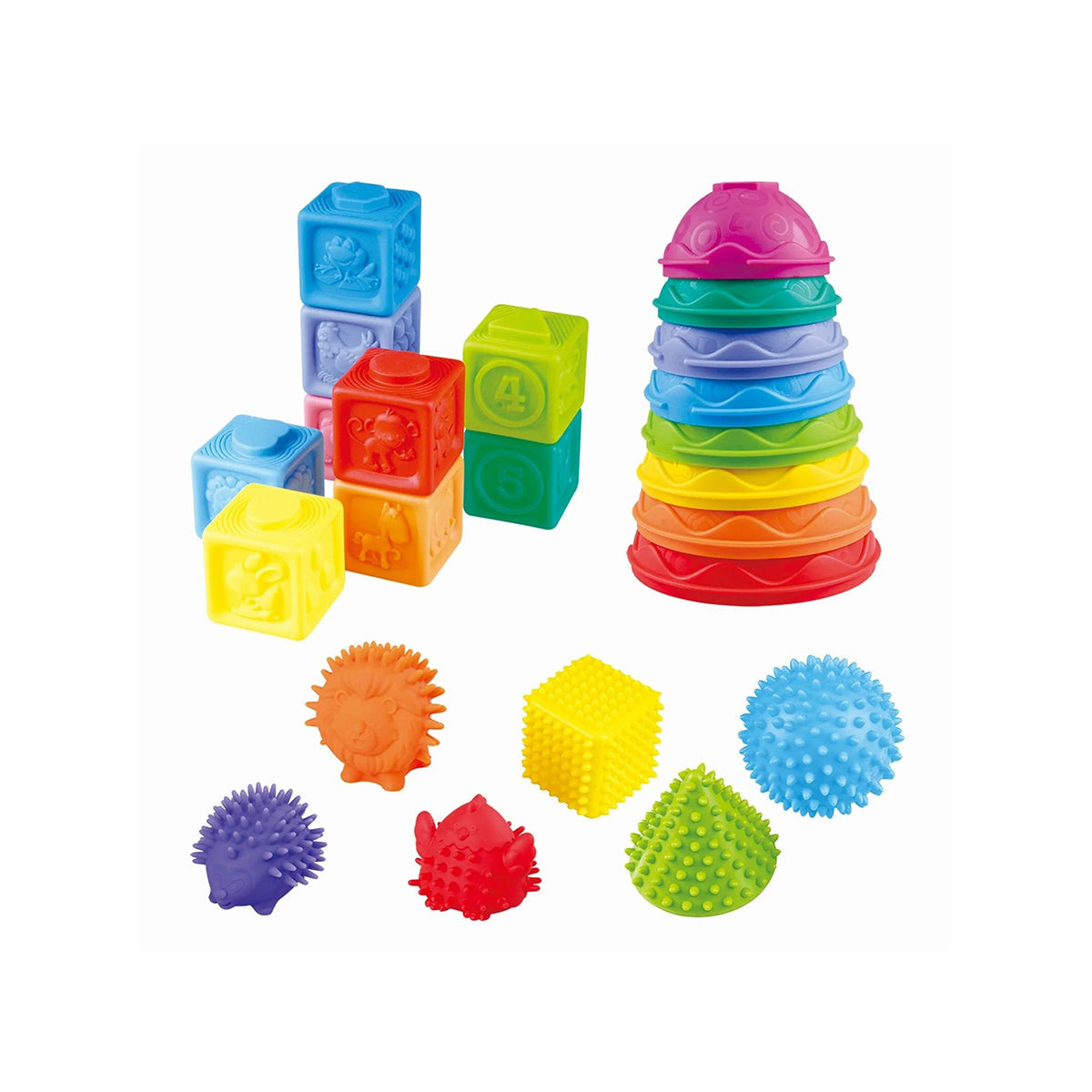 PlayGo Busy Stack Shapes & Squishy Friends 23 Pcs – Raja Sahib Kids
