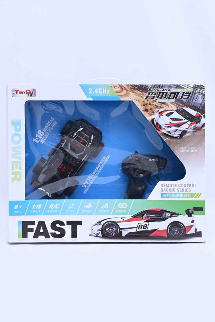 2.4GHz Remote Control 1:18 Model Racing Car Black – Raja Sahib Kids